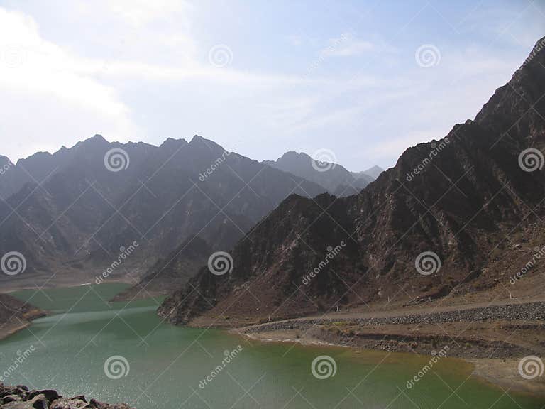View of Hatta Lake stock image. Image of geography, clouds - 571837