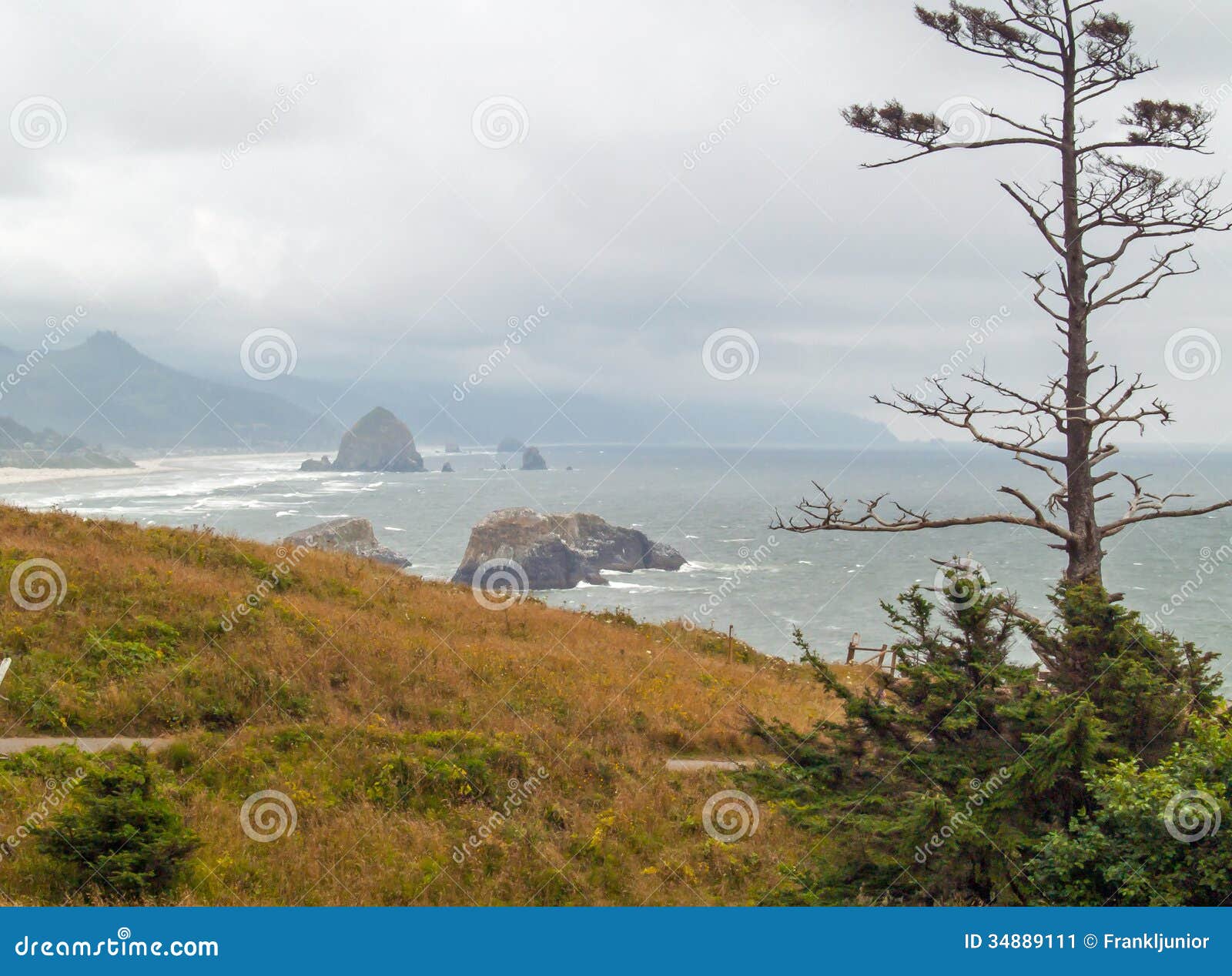 View of Haystack on the Oregon Coast Stock Image - Image of beach ...