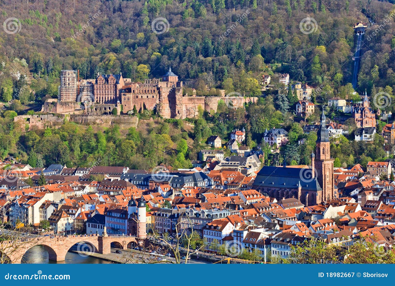 View on Heidelberg at Spring Stock Image - Image of buildings, blue ...