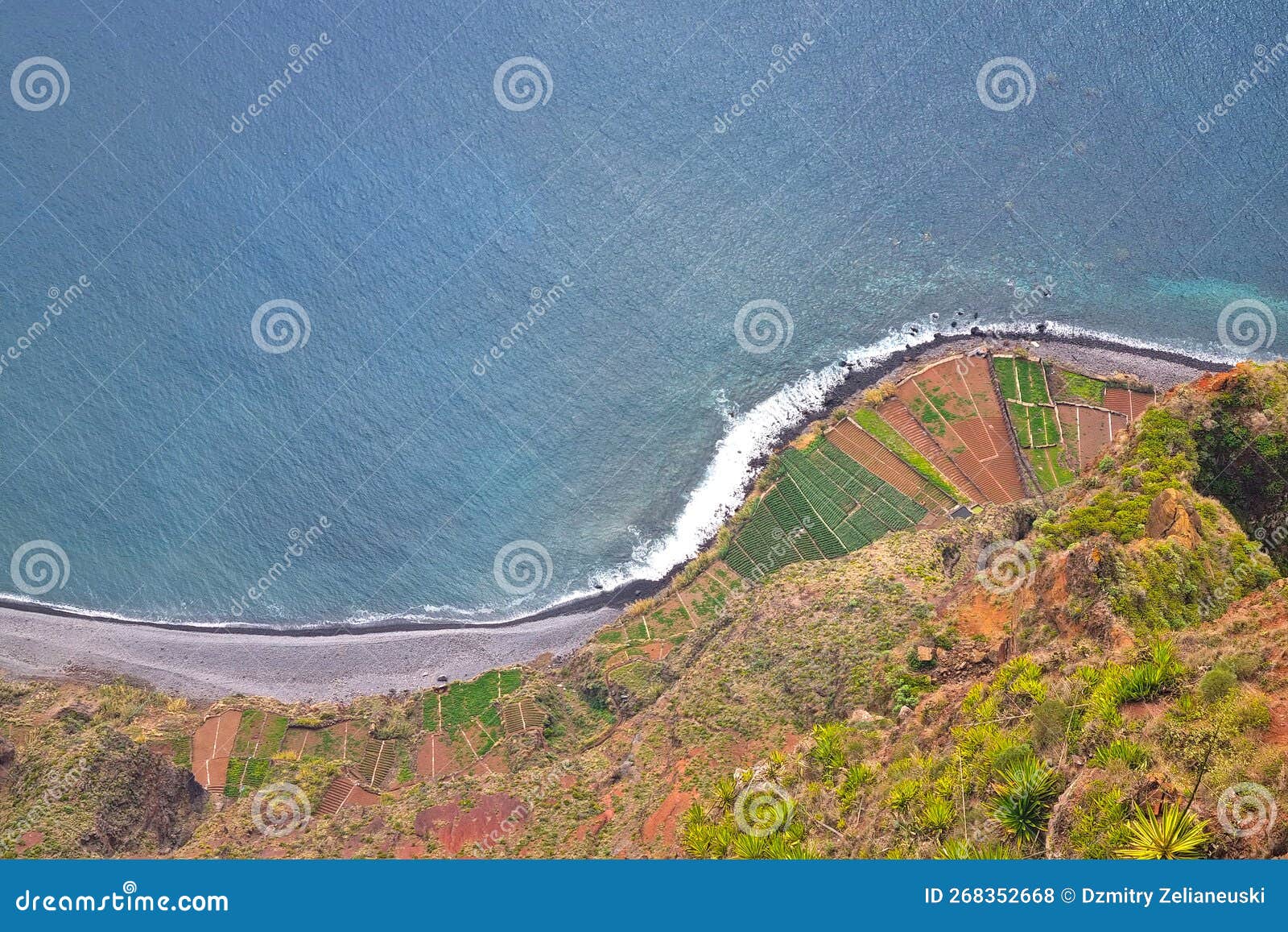View from a Height on the Coast and the Green Slope of the Mountain ...