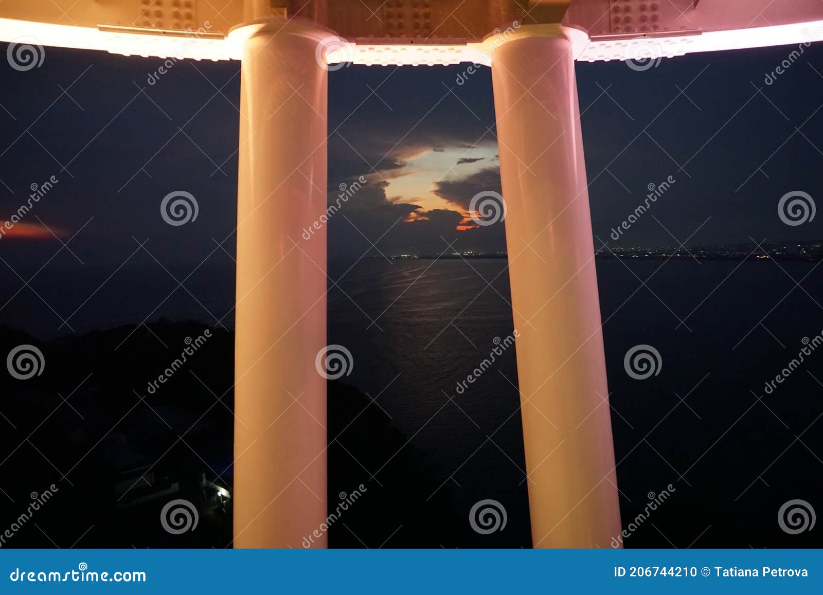 View from Height of Lighthouse in the Evening, Night Stock Photo ...