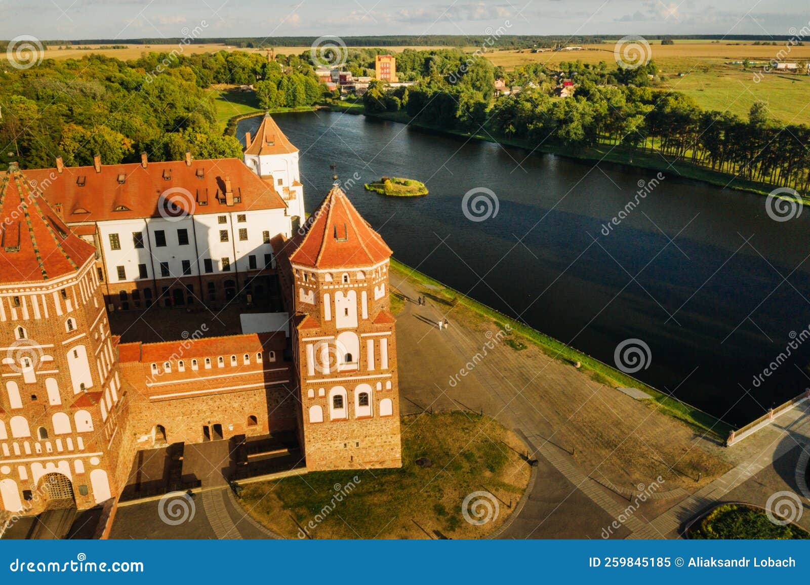 View from the Height of the Medieval MIR Castle in Sunny Summer Weather ...