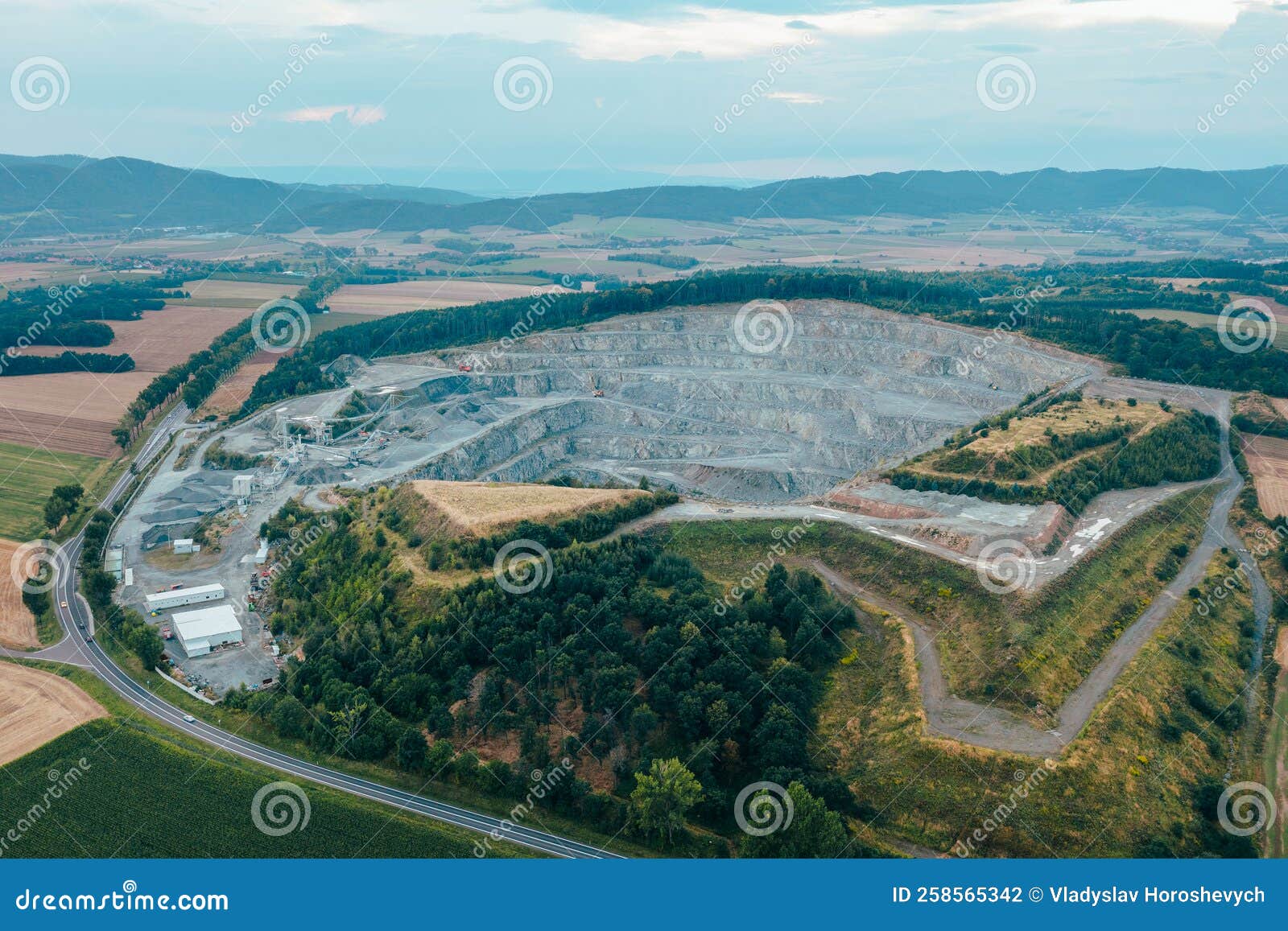 View from a Height of an Open Stone Quarry, Building Stone Mining ...