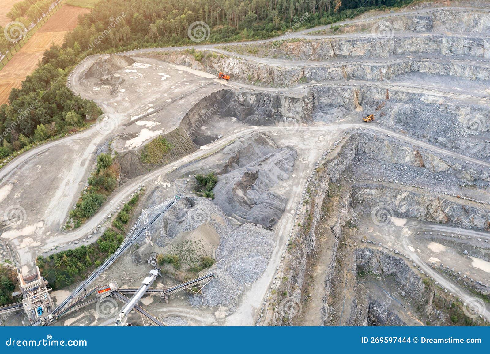 View from a Height of an Open Stone Quarry, Building Stone Mining ...