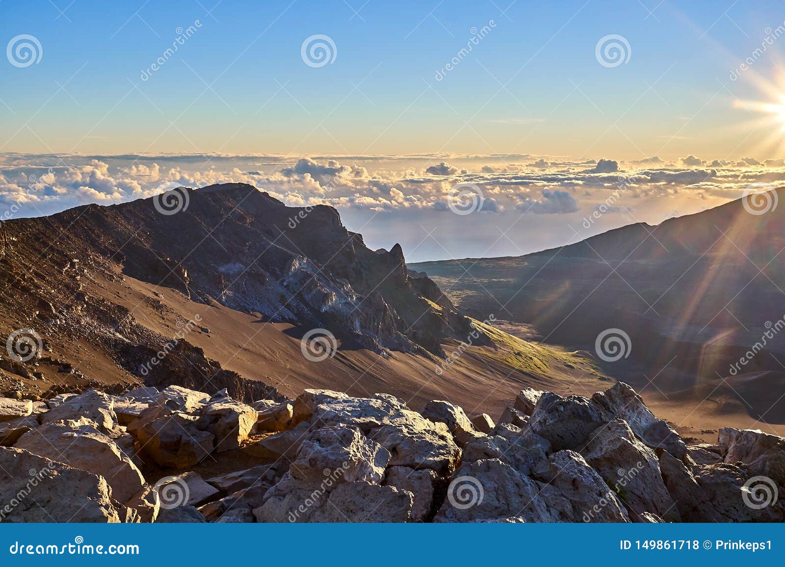 View from the Heights of the Haleakala Mountain Higher Than the Clouds ...