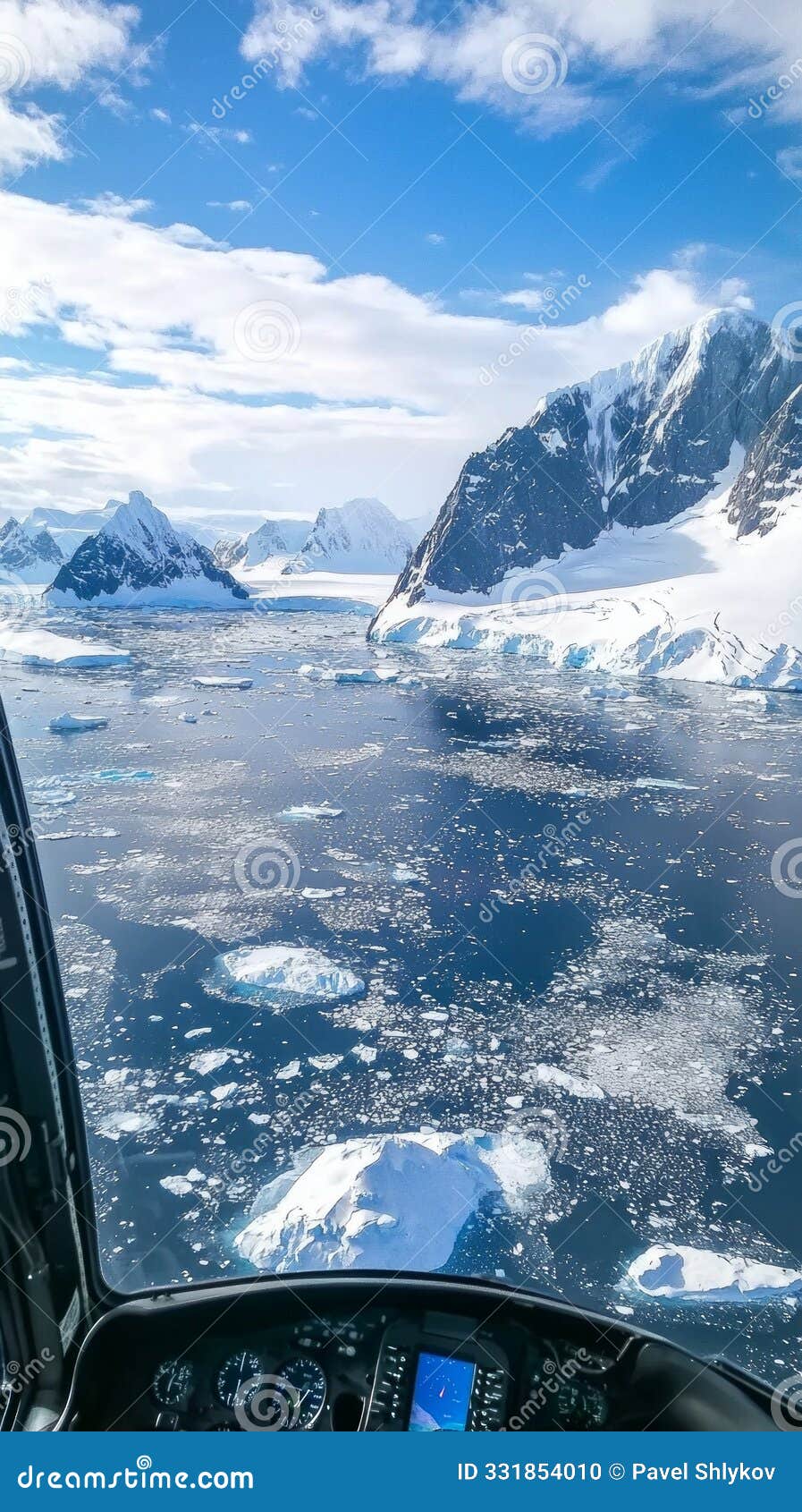 View from Helicopter Cabin To Arctic Ice. Stock Photo - Image of drive ...