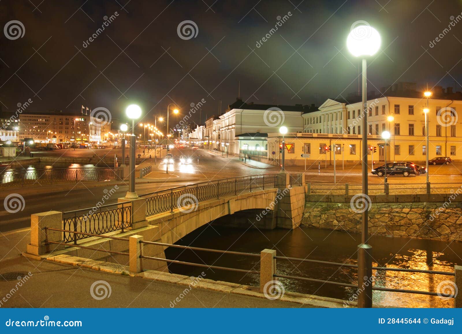 View of Helsinki at night stock photo. Image of finland - 28445644