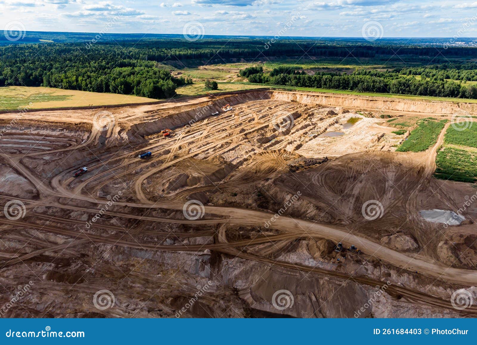 View from a High Altitude of a Sand Pit Growing Due To the Fields Stock ...