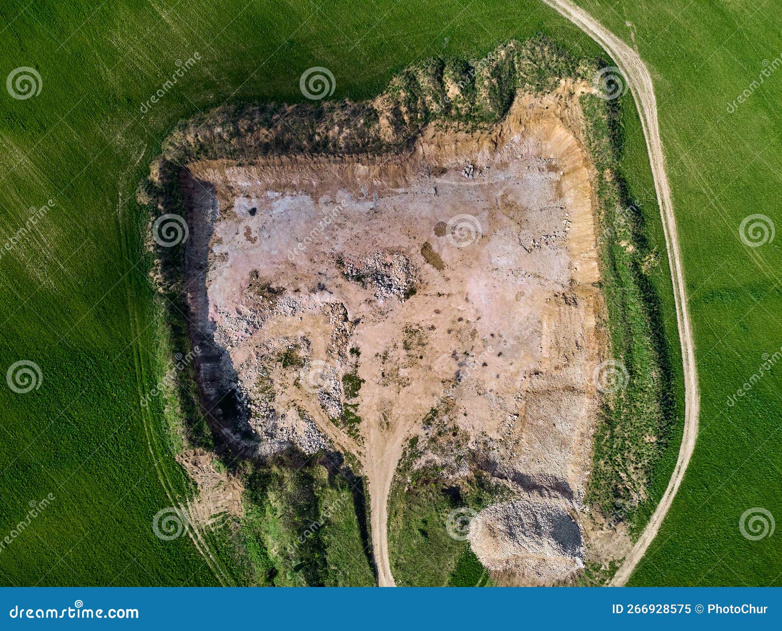 View from a High Altitude of a Stone Quarry Dug in the Middle of a ...