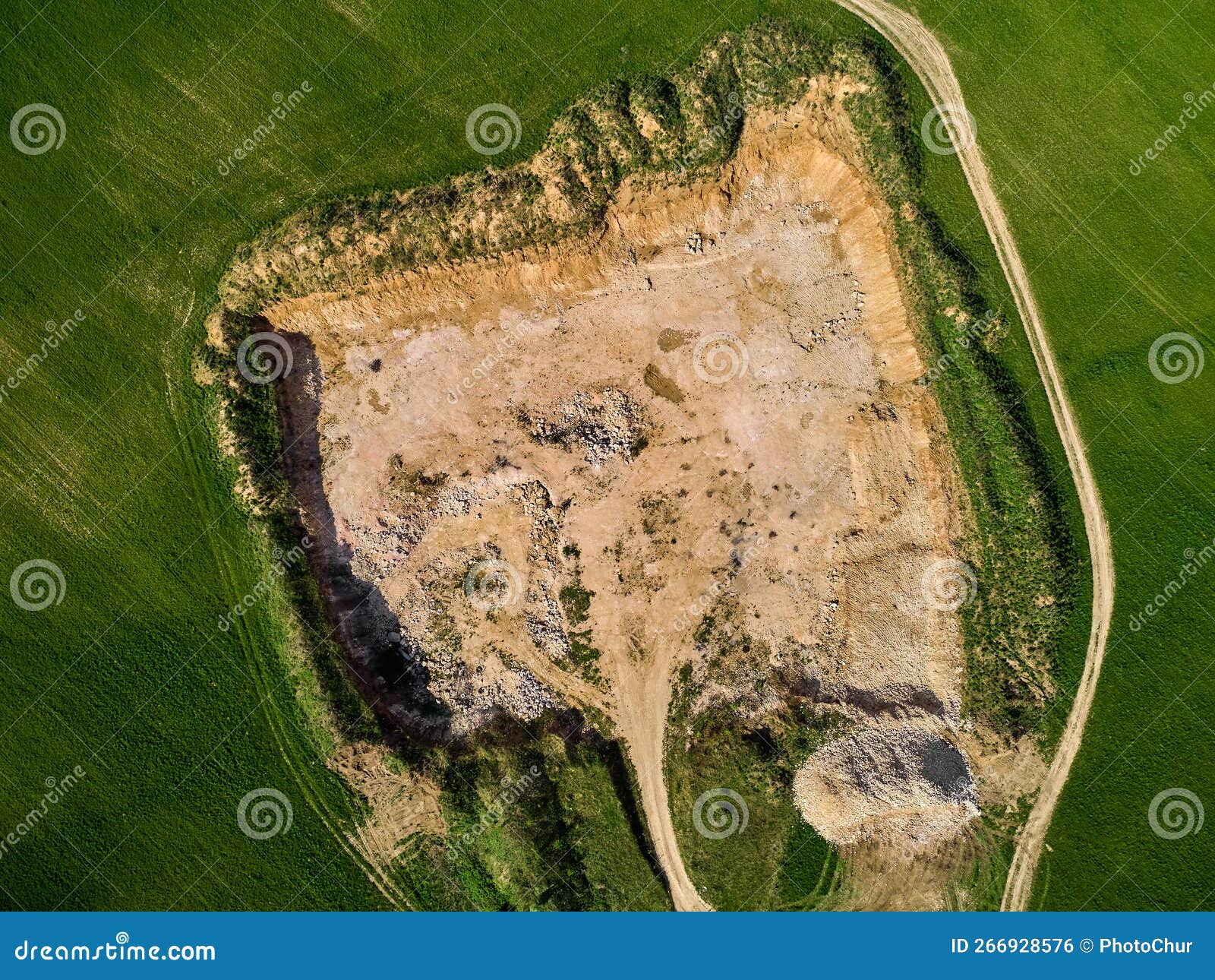 View from a High Altitude of a Stone Quarry Dug in the Middle of a ...