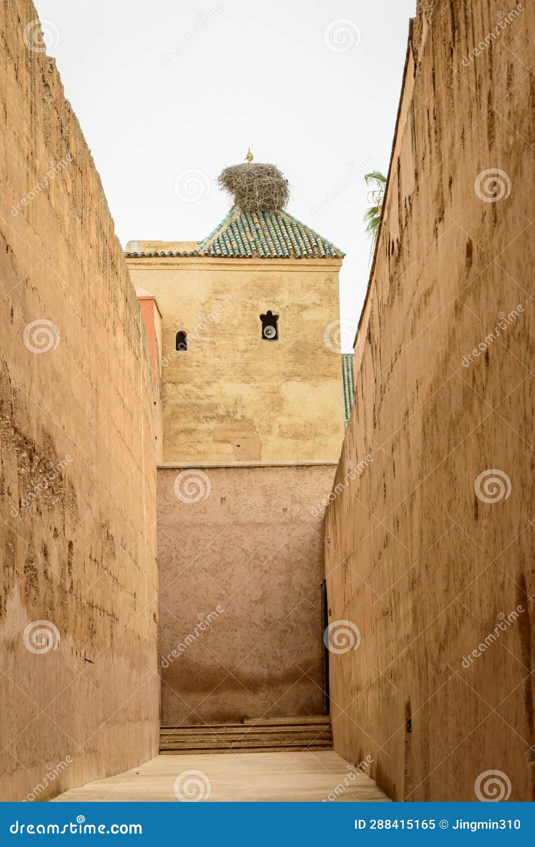 View of the High Ancient Walls Inside Marrakech Badi Palace Editorial ...