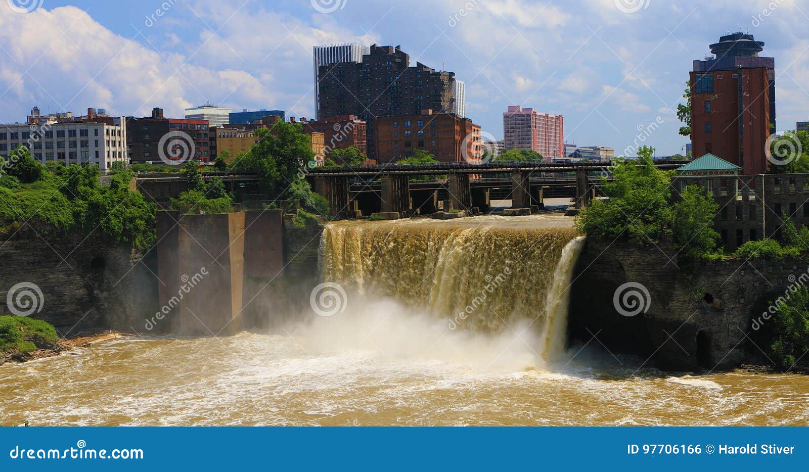 View of the High Falls in the City of Rochester Stock Photo - Image of ...