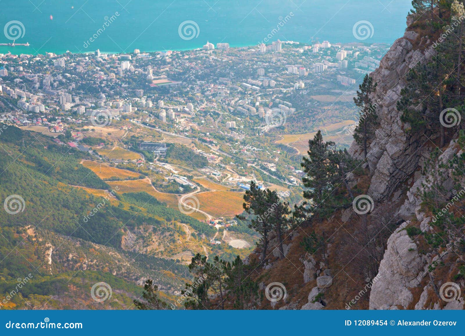 View from high mountain stock photo. Image of grass, town - 12089454