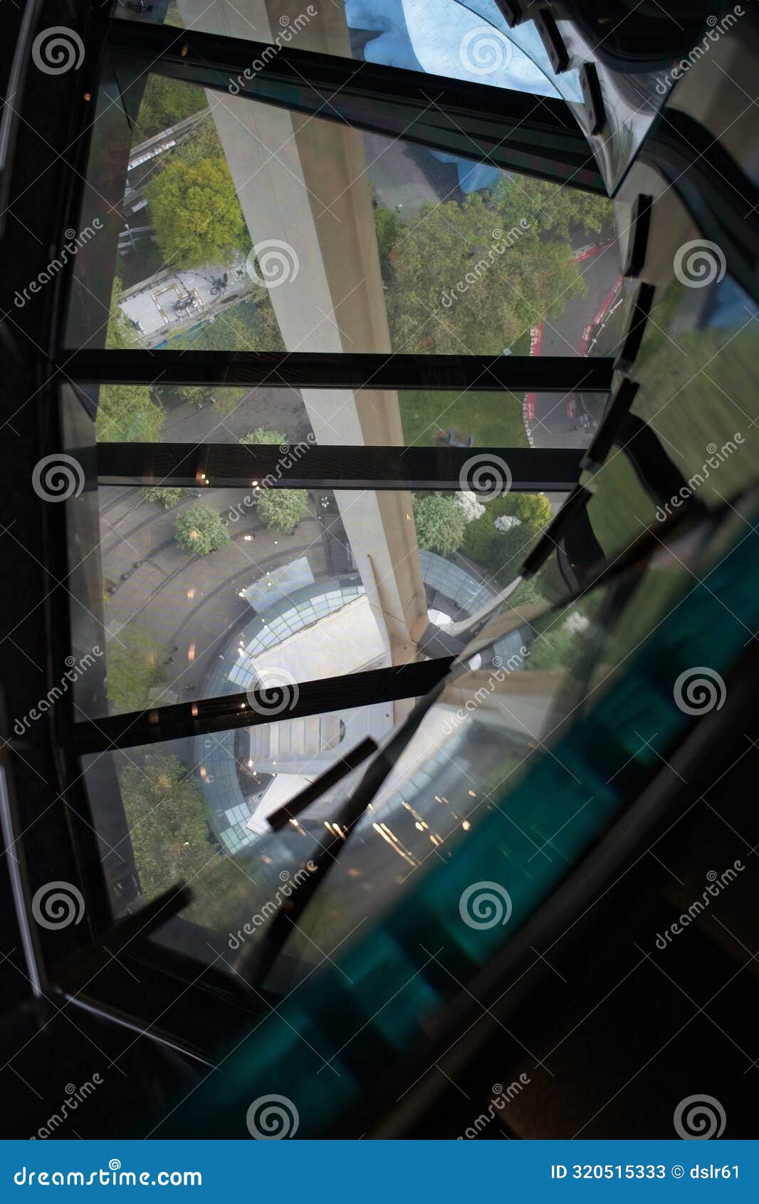 View from High Observation Deck through Glass Panels Stock Image ...