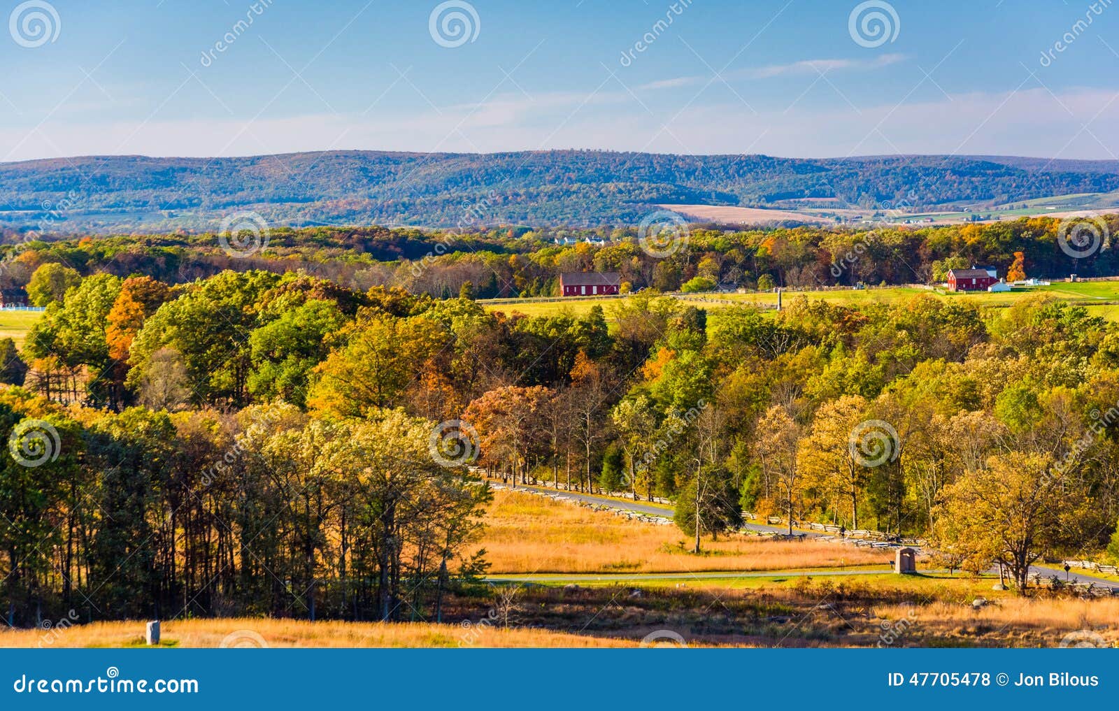 View of Hills and Battlefields in Gettysburg, Pennsylvania. Stock Photo ...