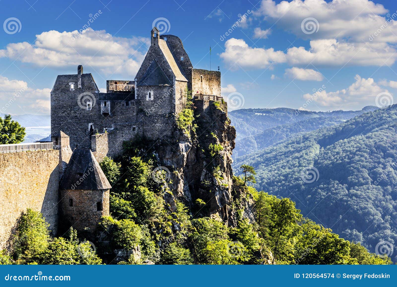 View of Historic Aggstein Castle Ruin on the Danube River. Lower Stock ...