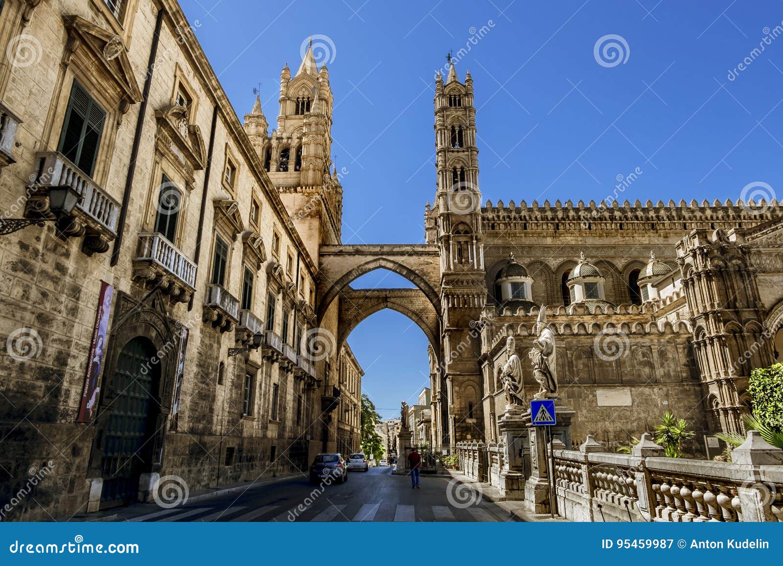 View of the Historic Centre and Cathedral in Palermo. Sicily Editorial ...
