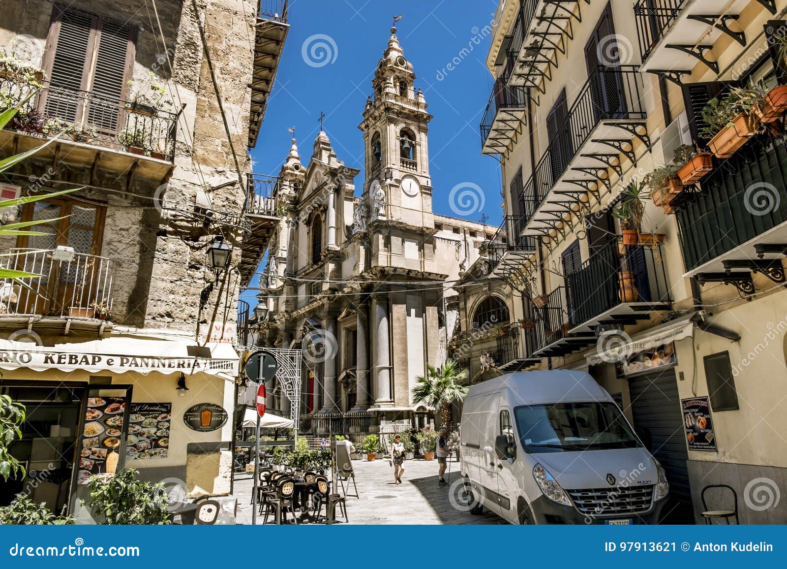 View of the Historic Centre and Cathedral in Palermo. Sicily Editorial ...