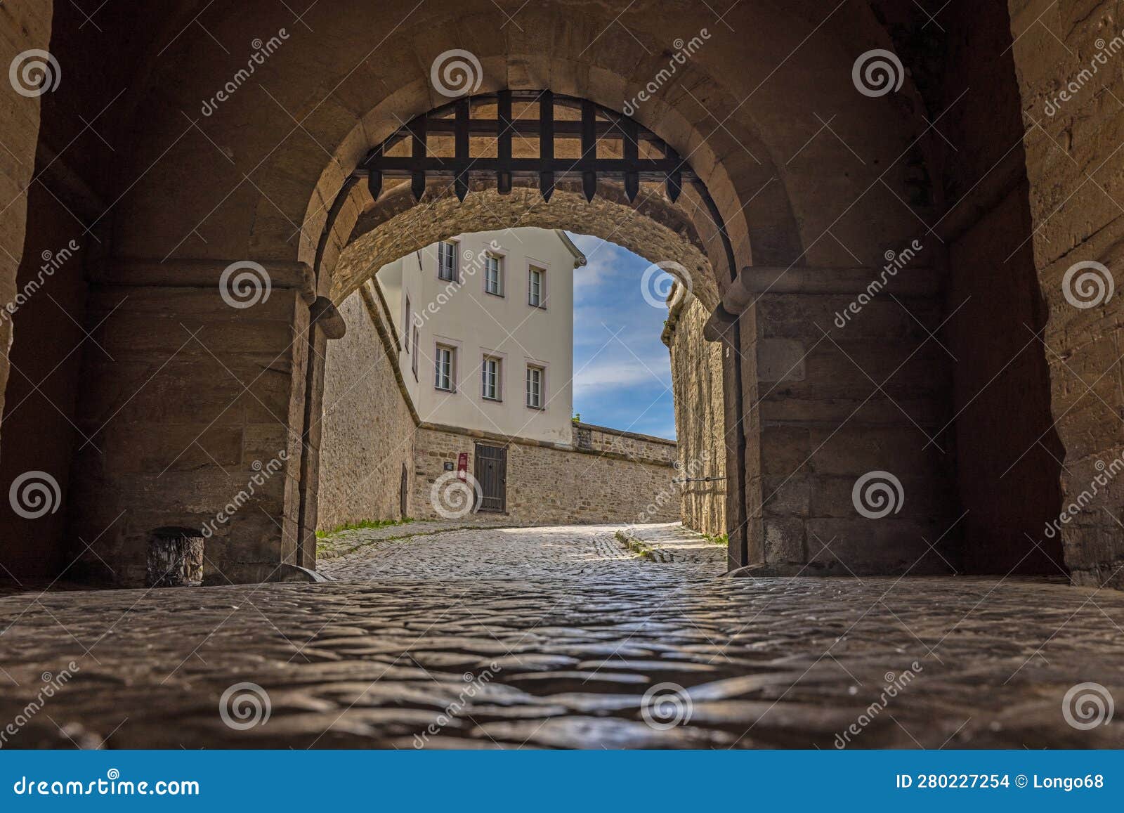 View through a Historical Archway of a Middle Ages Castle Stock Photo ...
