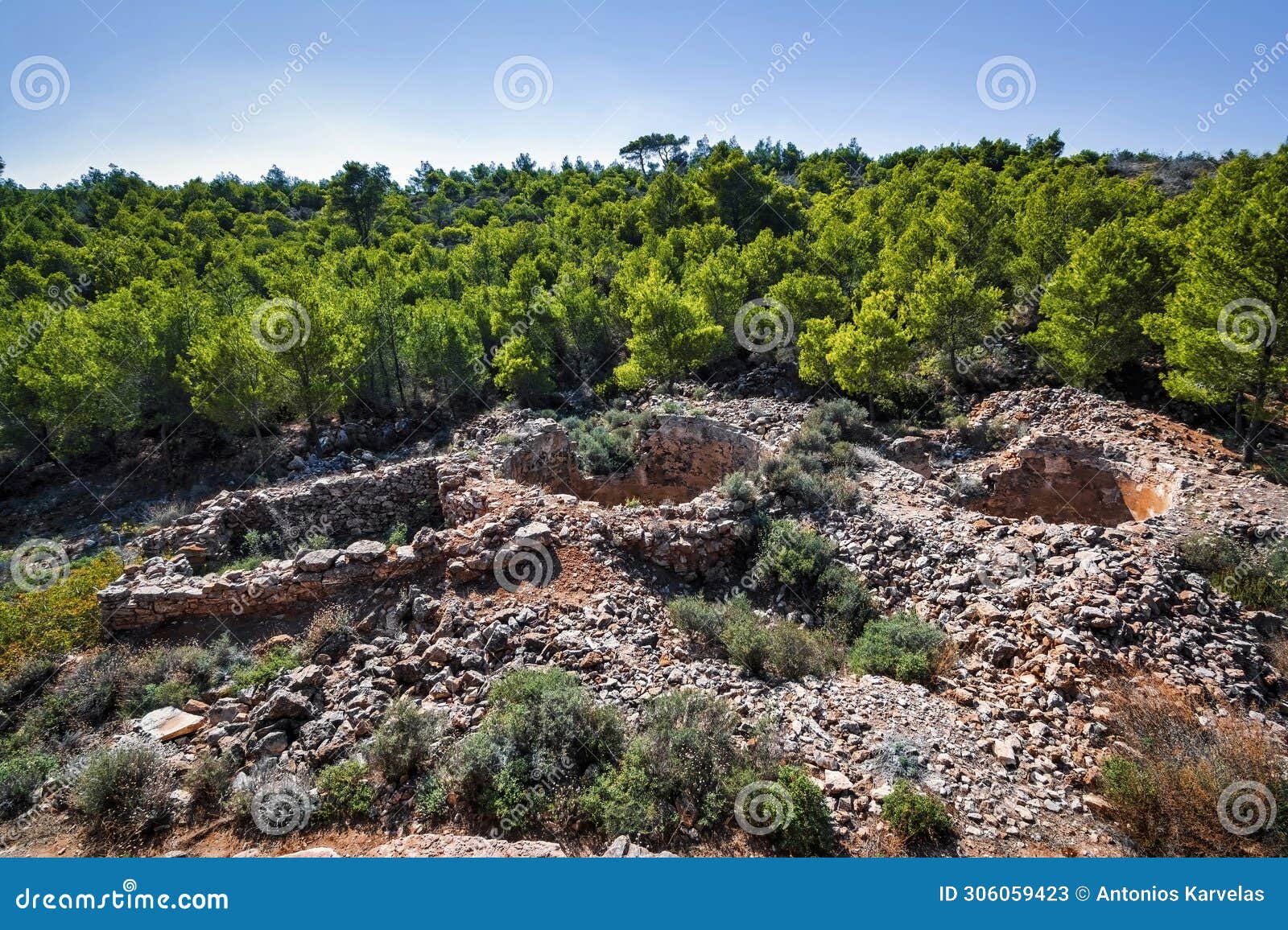 View of the Historical Site of Lavrion Ancient Silver Mines. Greece ...
