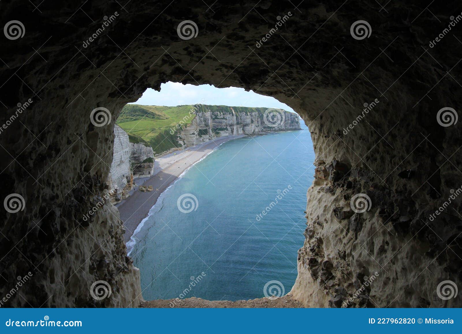 Etretat cliff cave stock photo. Image of cliff, hole - 227962820