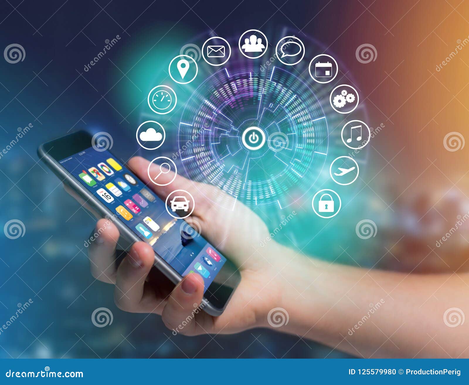 Home Button of a Technology Interface Surrounded by Application Stock ...