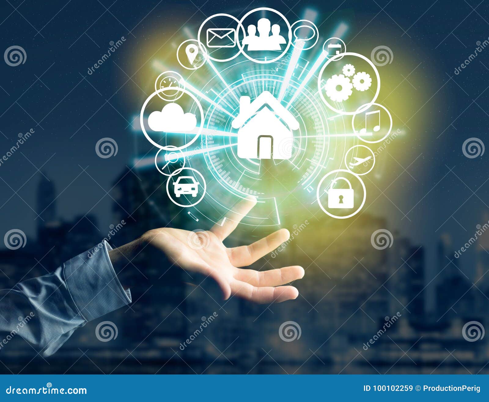 Home Button of a Technology Interface Surrounded by Application Stock ...