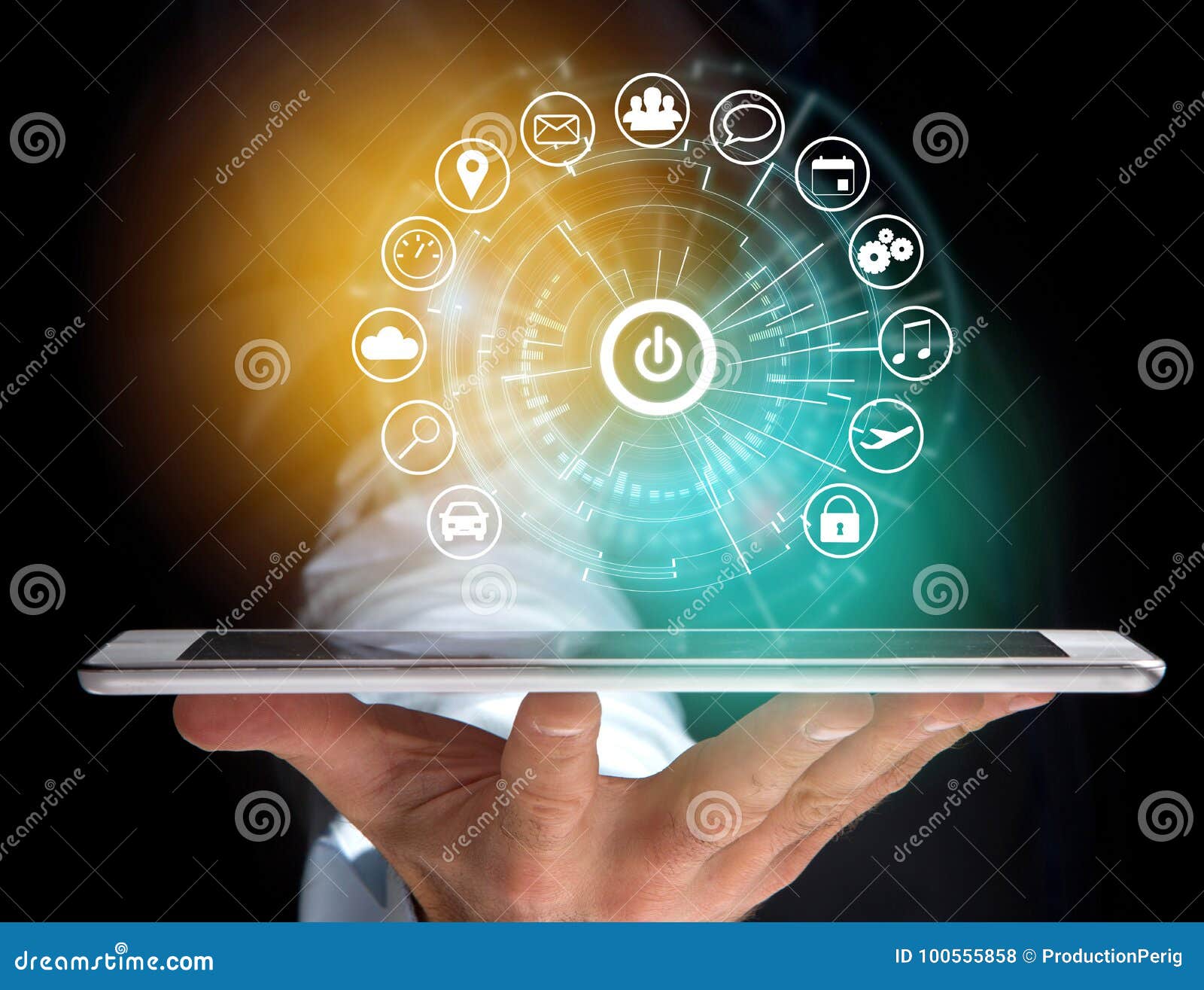 Home Button of a Technology Interface Surrounded by Application Stock ...