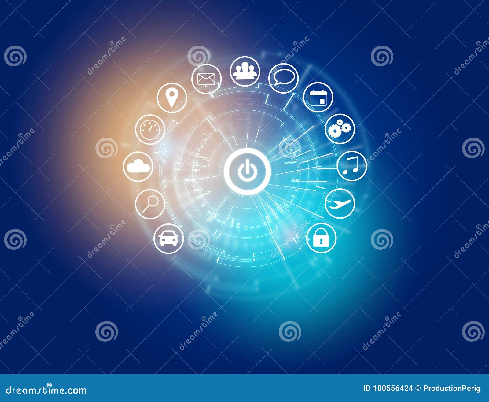 Home Button of a Technology Interface Surrounded by Application Stock ...