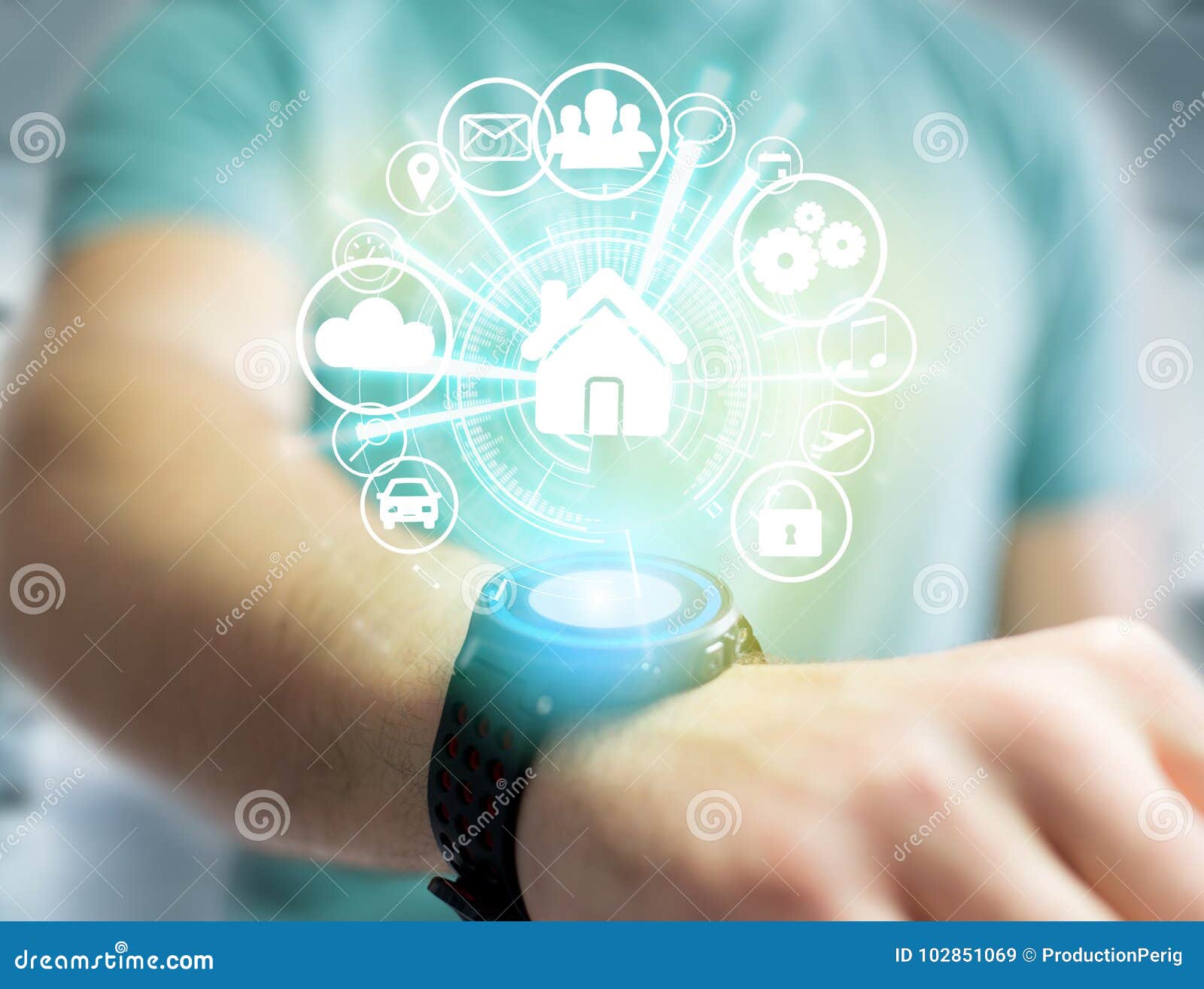 Home Button of a Technology Interface Surrounded by Application Stock ...