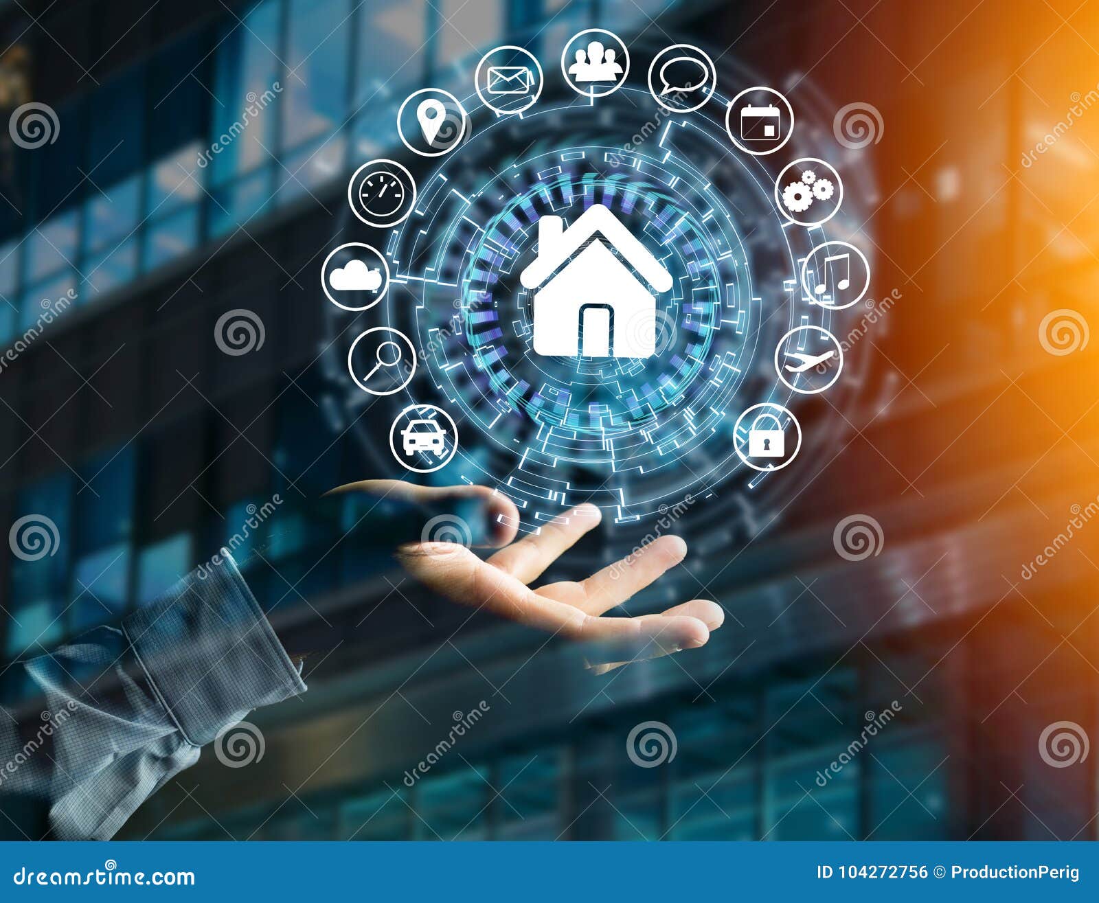 Home Button of a Technology Interface Surrounded by Application Stock ...