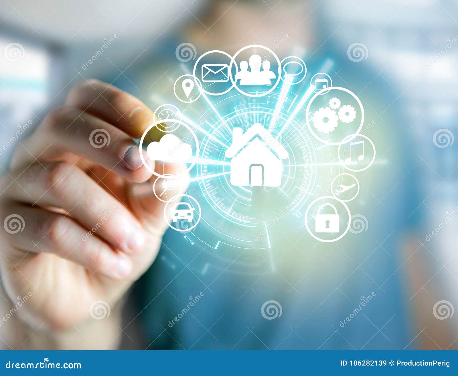 Home Button of a Technology Interface Surrounded by Application Stock ...