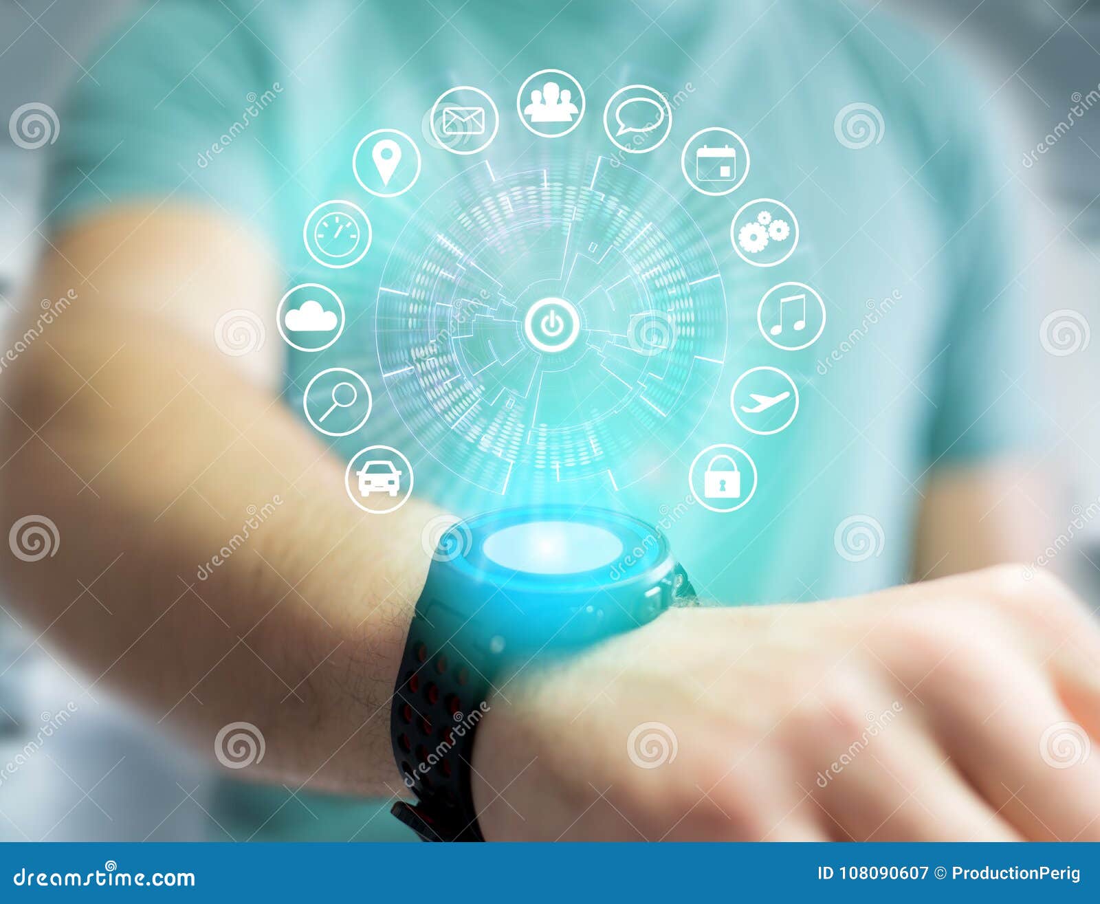 Home Button of a Technology Interface Surrounded by Application Stock ...