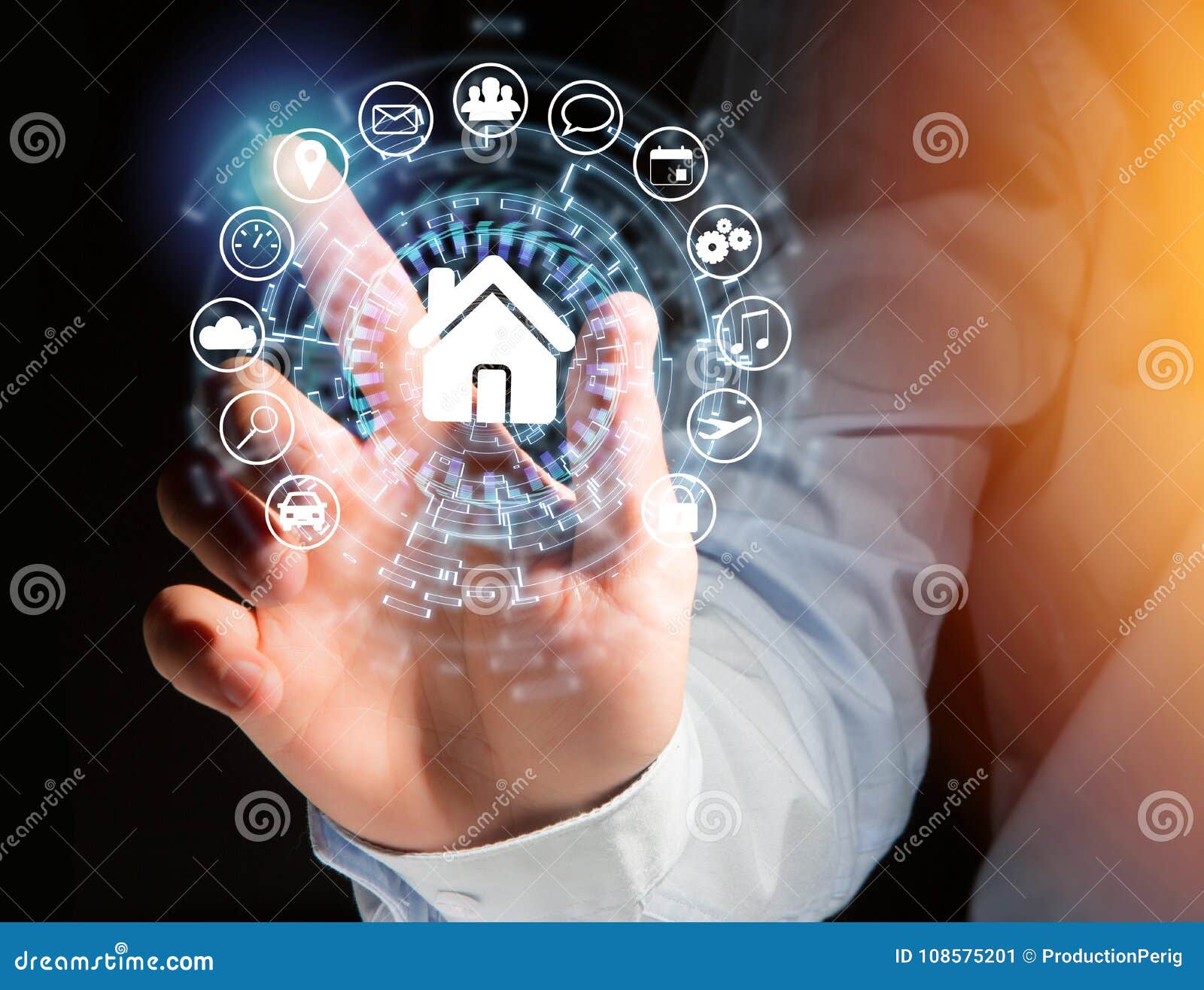 Home Button of a Technology Interface Surrounded by Application Stock ...