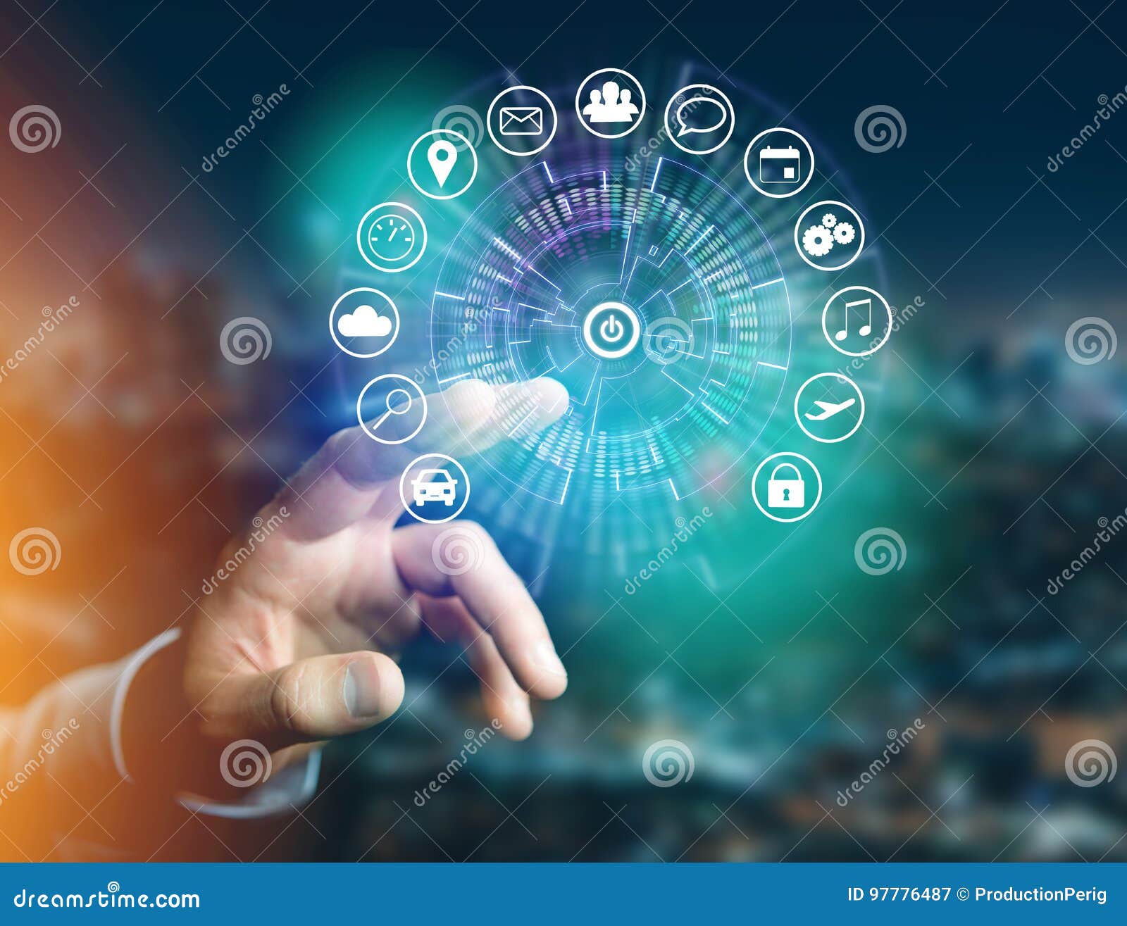 Home Button of a Technology Interface Surrounded by Application Stock ...