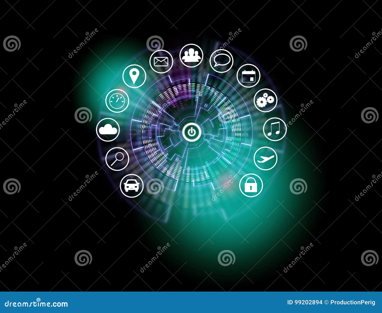 Home Button of a Technology Interface Surrounded by Application Stock ...