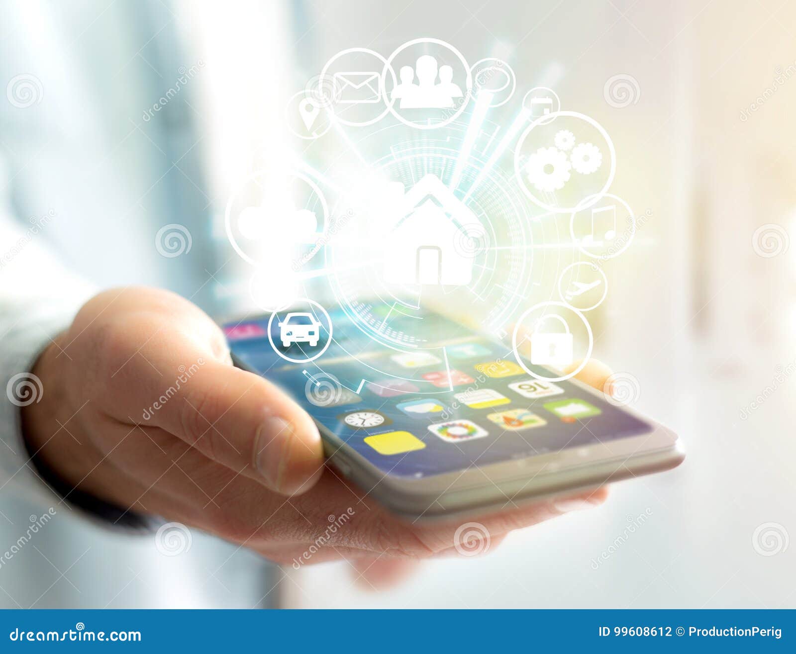 Home Button of a Technology Interface Surrounded by Application Stock ...