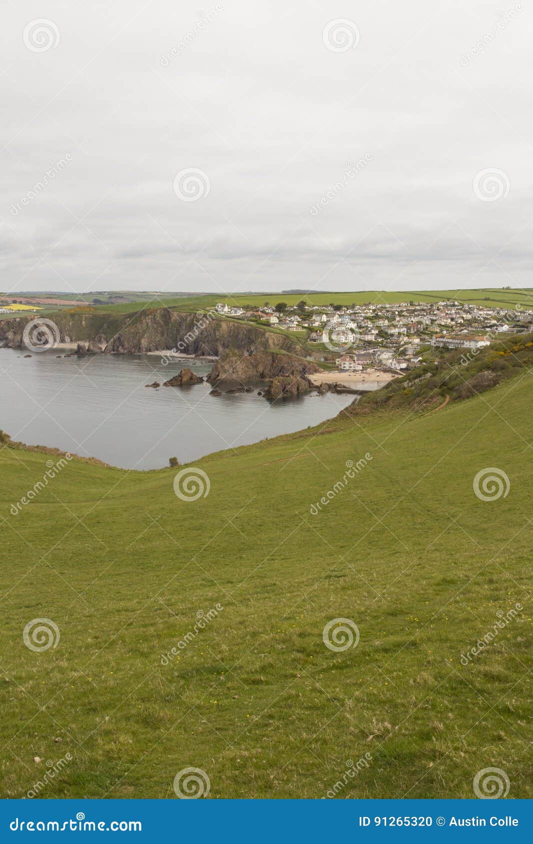 View of Hope Cove, Devon from the Bolt Tail Headland. Stock Photo ...