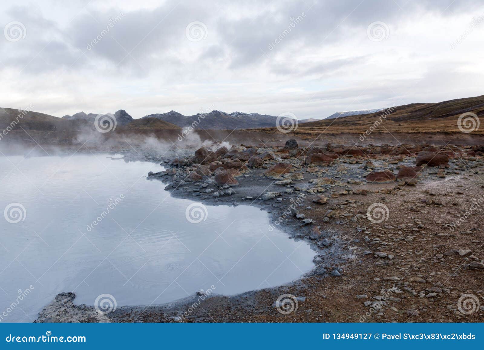 Hot sulfur lake in Iceland stock image. Image of scenic - 134949127