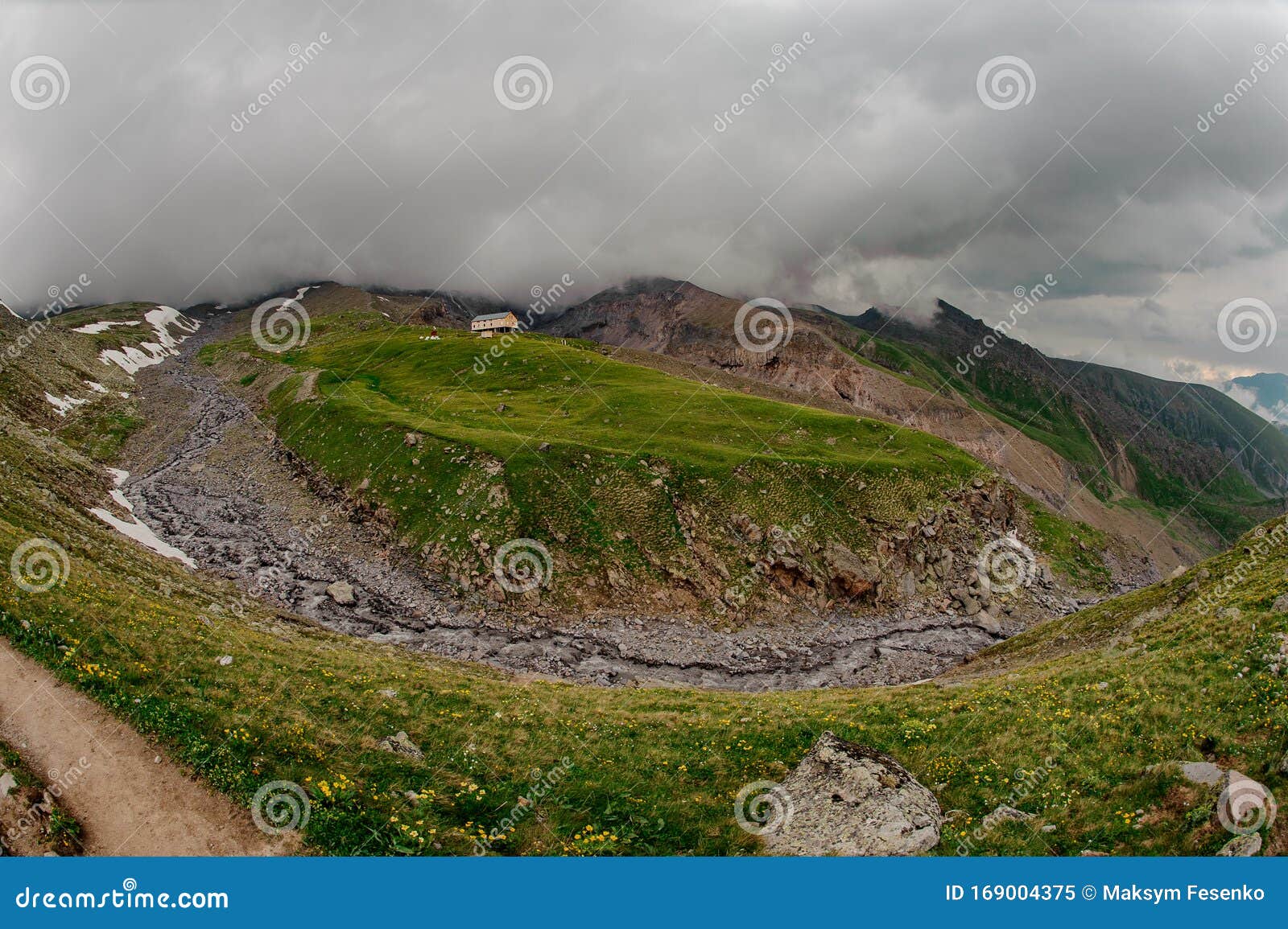 View at House in Distance and Riverbed in Front Stock Image - Image of ...