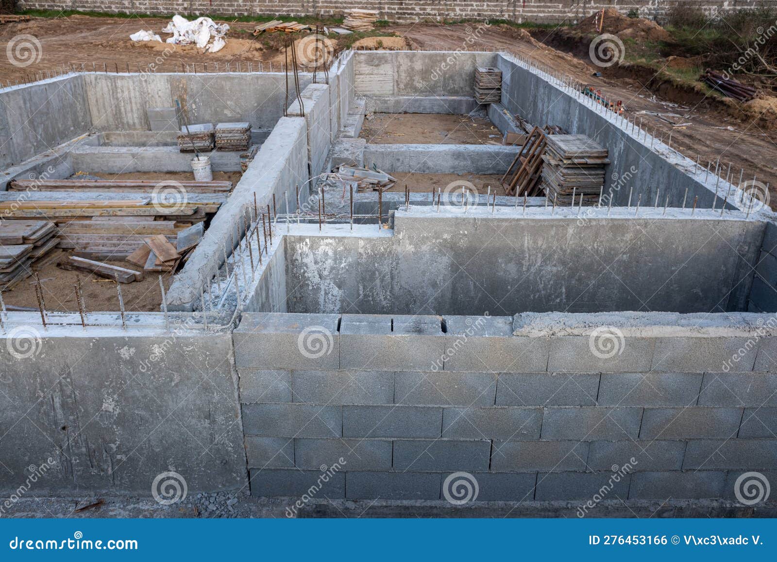 View of a House Foundation Under Construction Stock Photo - Image of ...