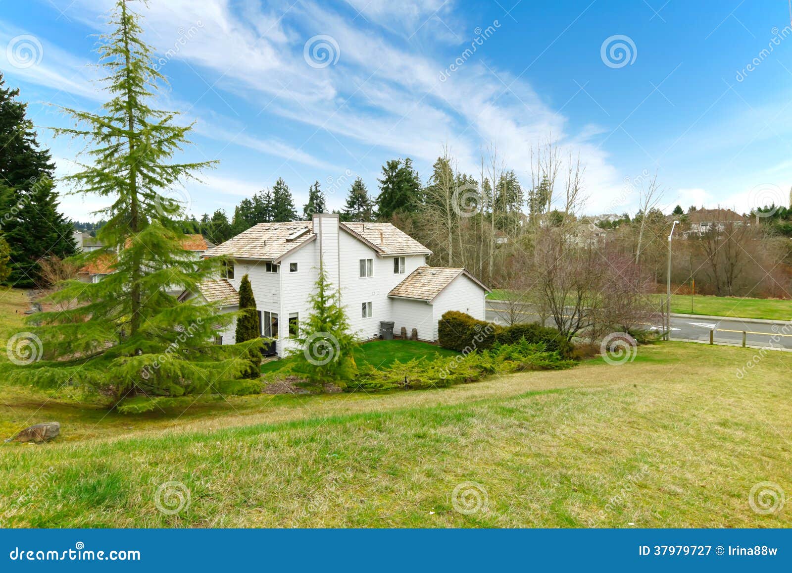 View of House from the Hill Stock Image - Image of view, yard: 37979727