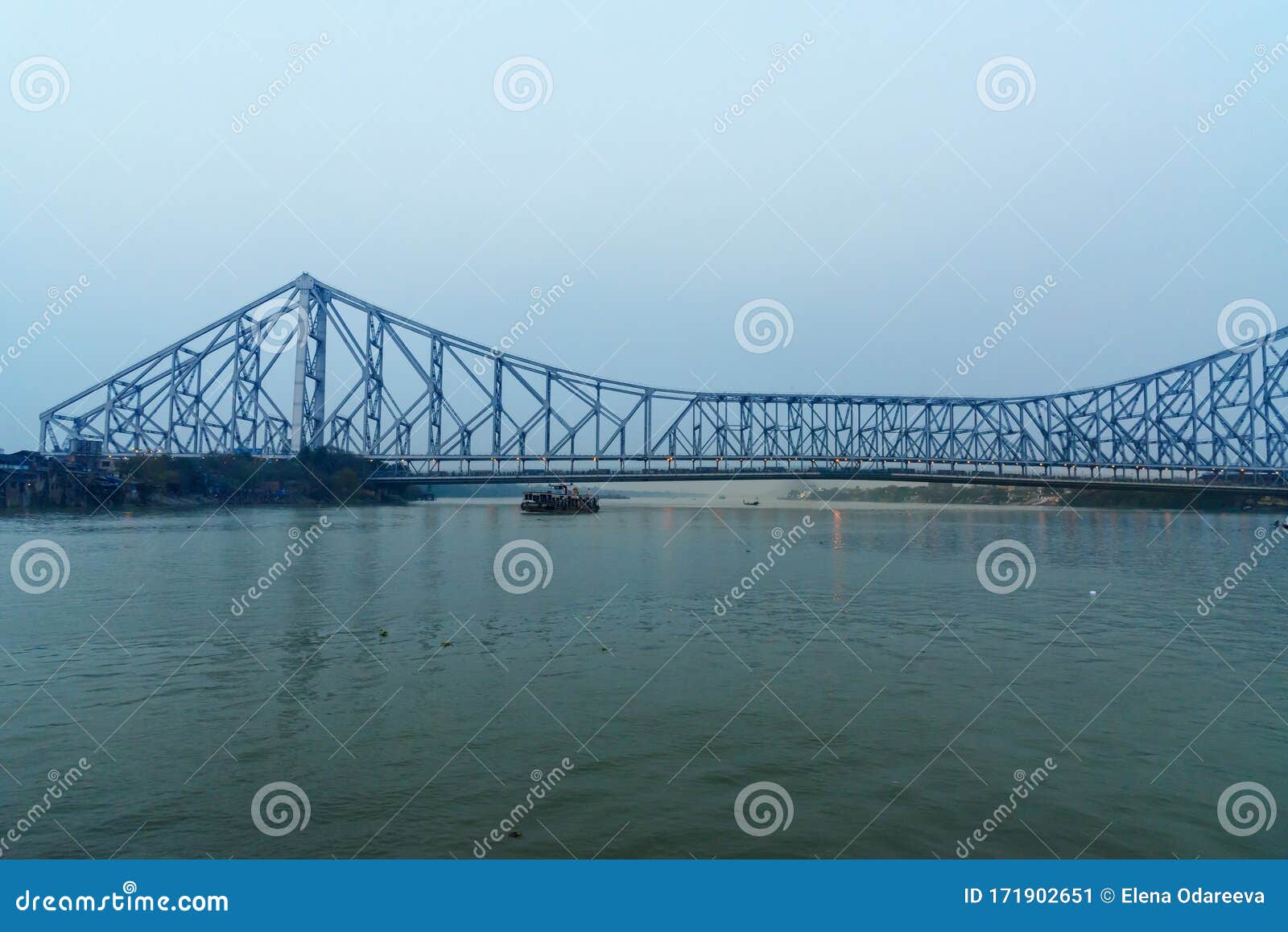 View of Howrah Bridge in Evening. Kolkata. India Stock Image - Image of ...