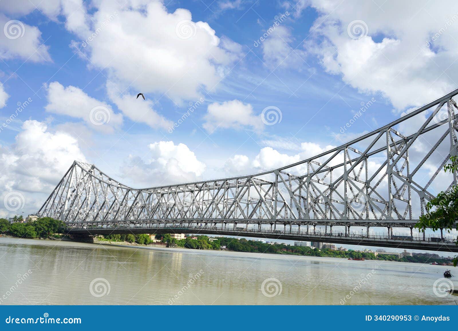 A View of Howrah Bridge with Sunny Weather and Holy River Ganga Stock ...