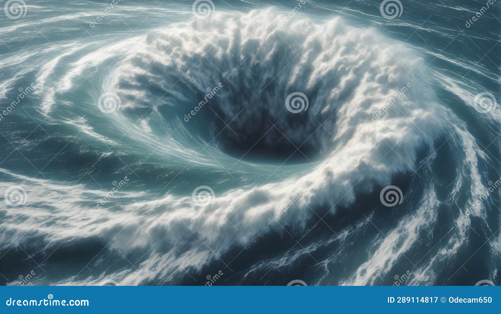 View huge cyclone on ocean stock illustration. Illustration of rain ...