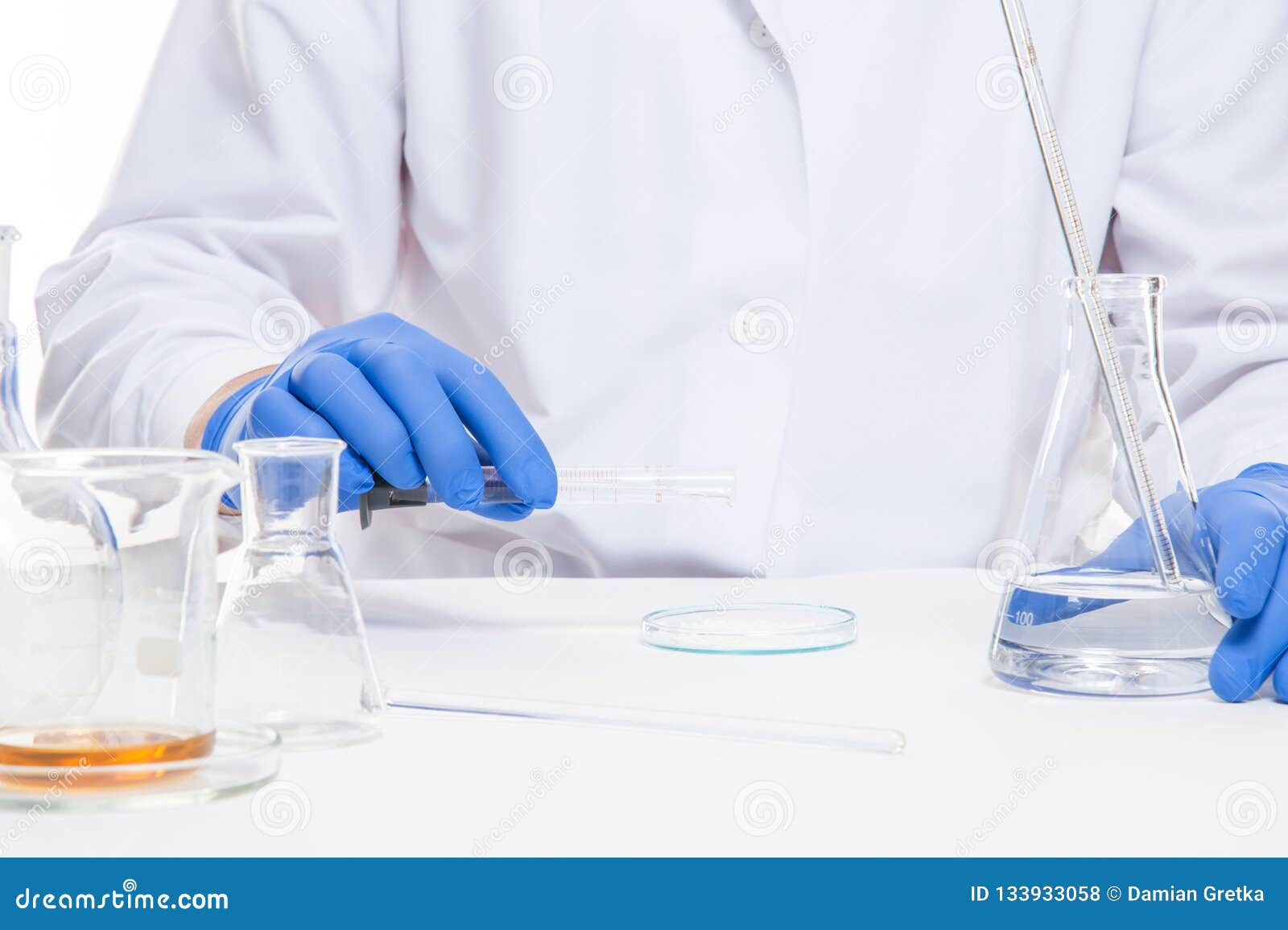 View of a Human Hands in the Laboratory while Performing Experiments ...