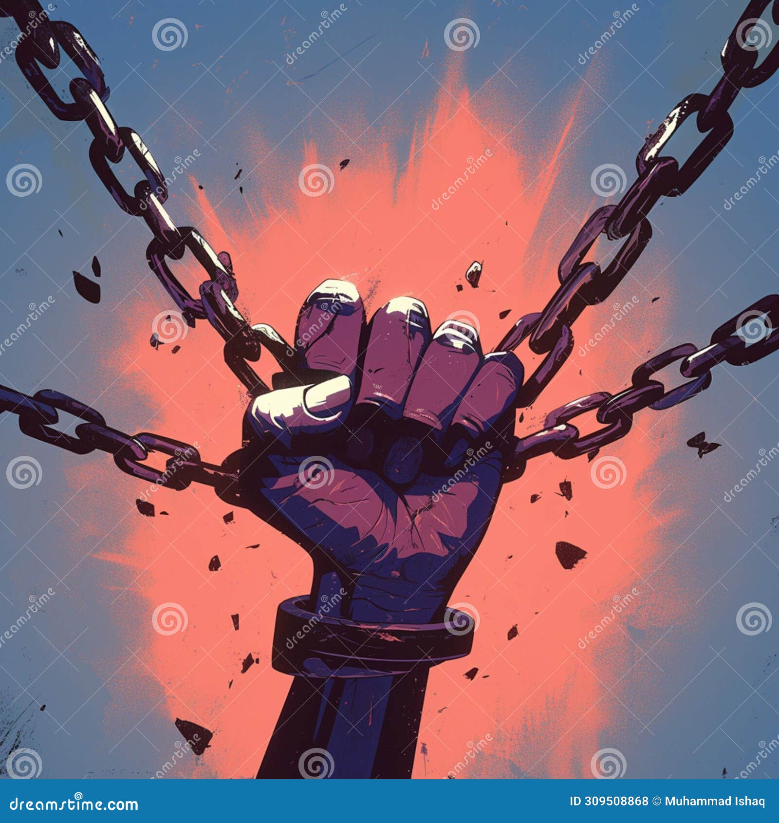 View Human Rights Day Concept Hands Breaking Chains, Emphasizing ...