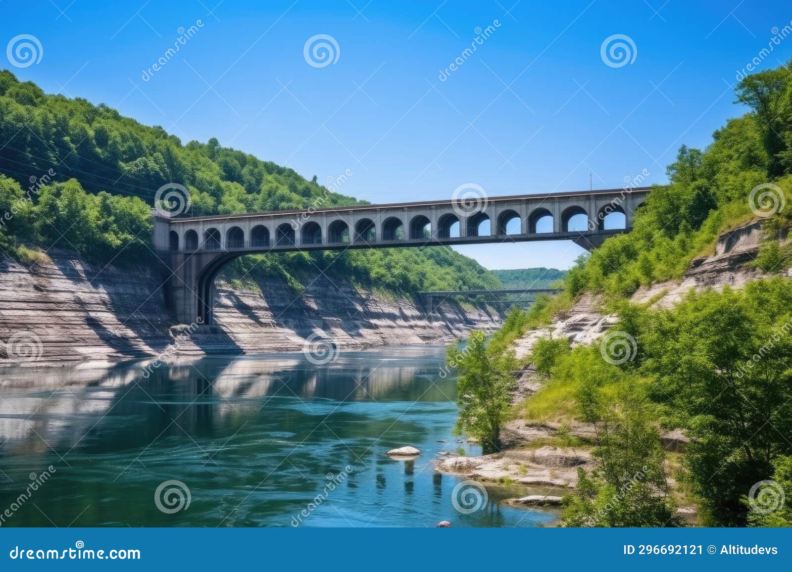 View of Hydroelectric Dam from Downstream River Stock Image - Image of ...