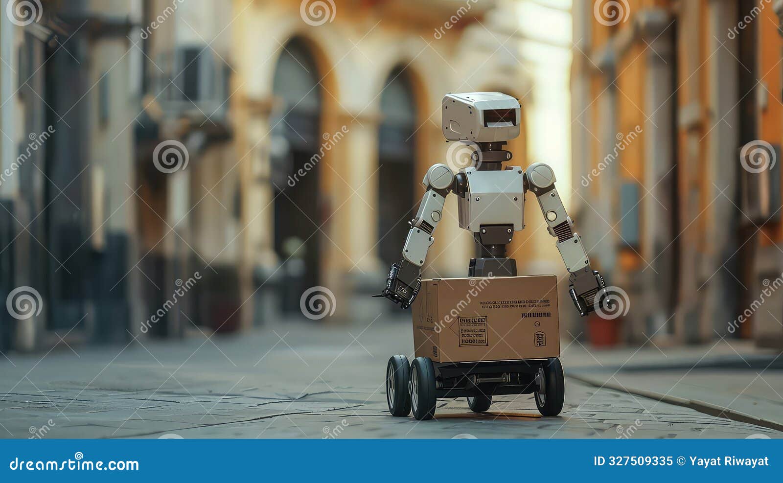 Hyperrealism. Robotic Cobot for Carrying Boxes Generated with AI Stock ...