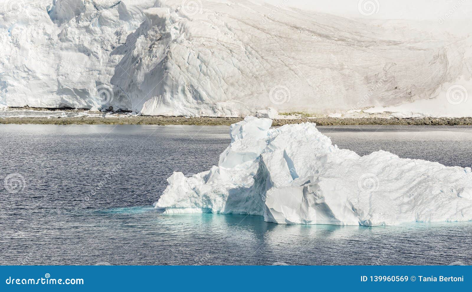 View of Ice Mountains and Icebergs on Bay in Antarctica Stock Image ...